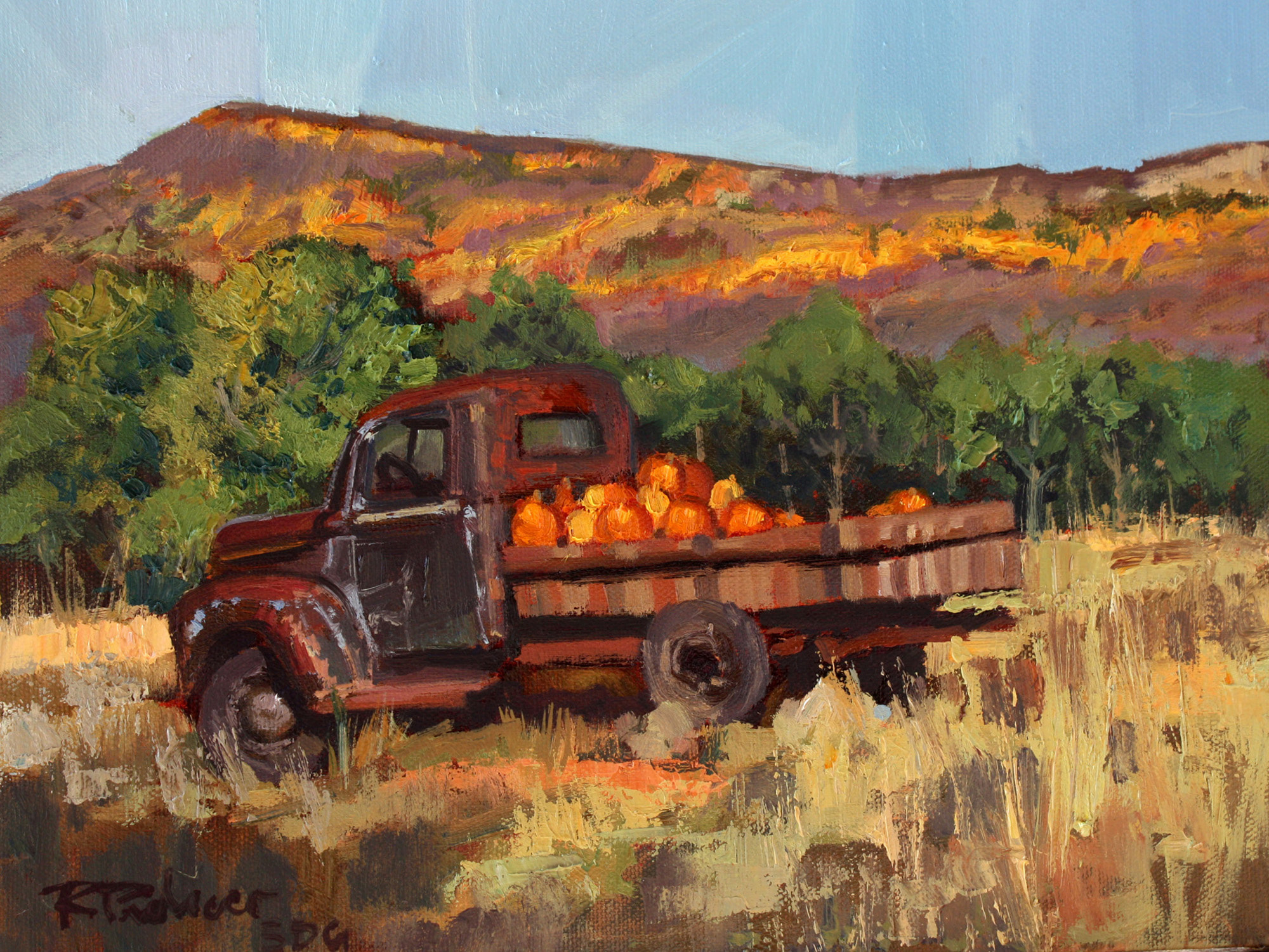 September 1947, Original 9x12 inch oil by Rita Pacheco
